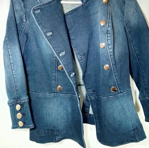 bebe | Jackets & Coats | Bebe Denim Band Jacket | Poshmark